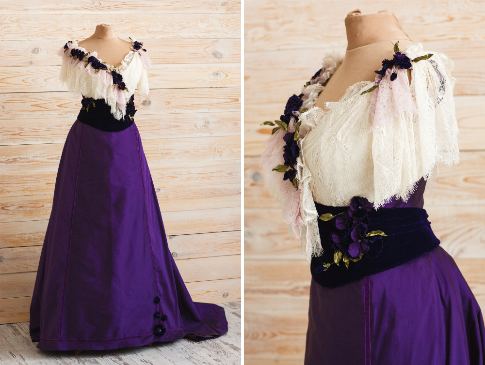 Edwardian purple Crimson Peak Edith Cushing's dress | DressArtMystery